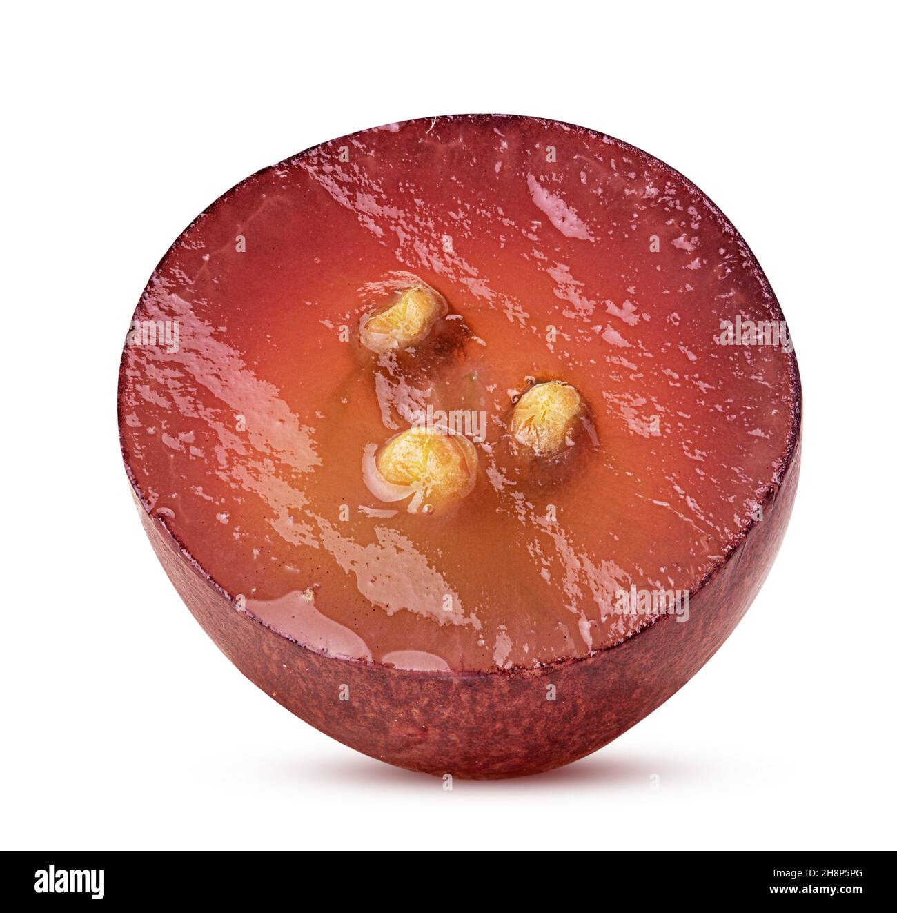 Ripe red grape cut in half isolated on white background. Clipping Path ...