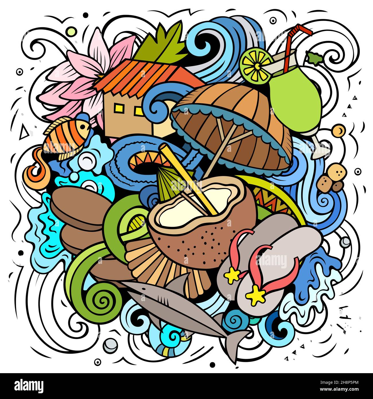 Seychelles cartoon vector doodle illustration Stock Vector Image & Art ...