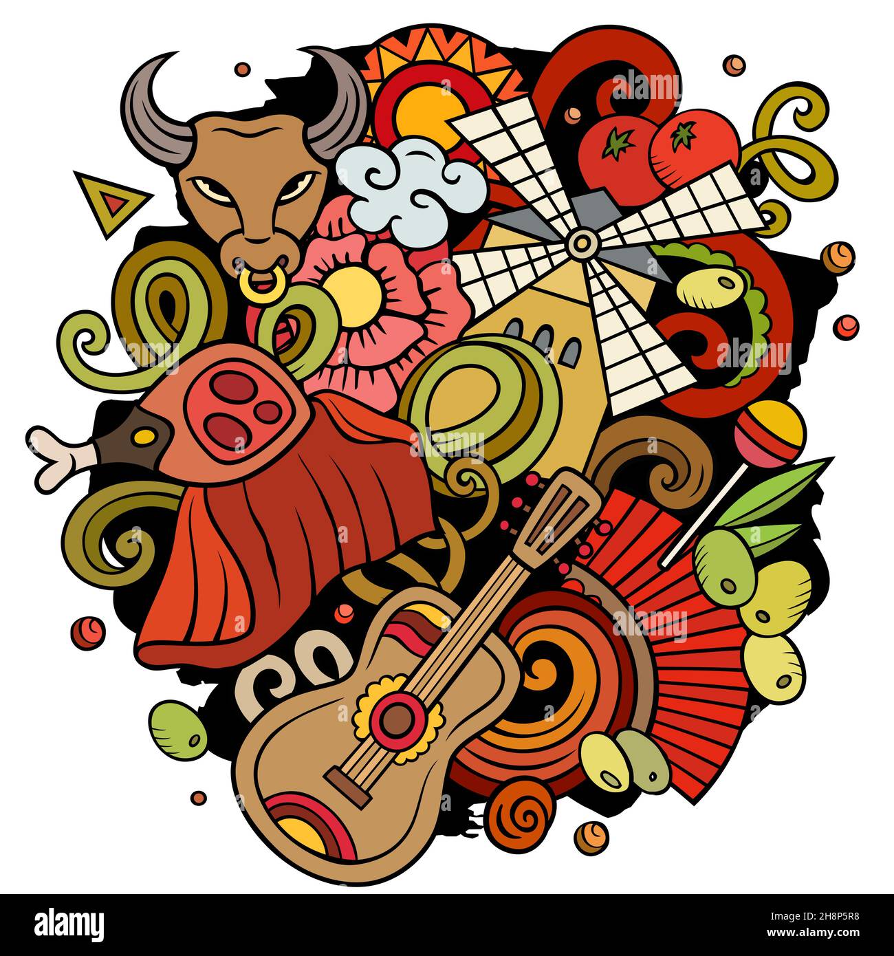 Spain hand drawn cartoon doodle illustration Stock Vector Image & Art ...