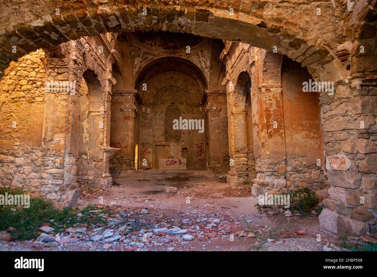 Santa Perpetua de Gaiá old village, the ruins of an old church, the ...