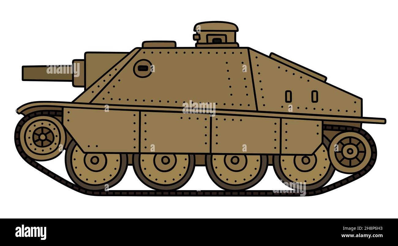 Hand drawing of a vintage sand tank destroyer Stock Photo - Alamy