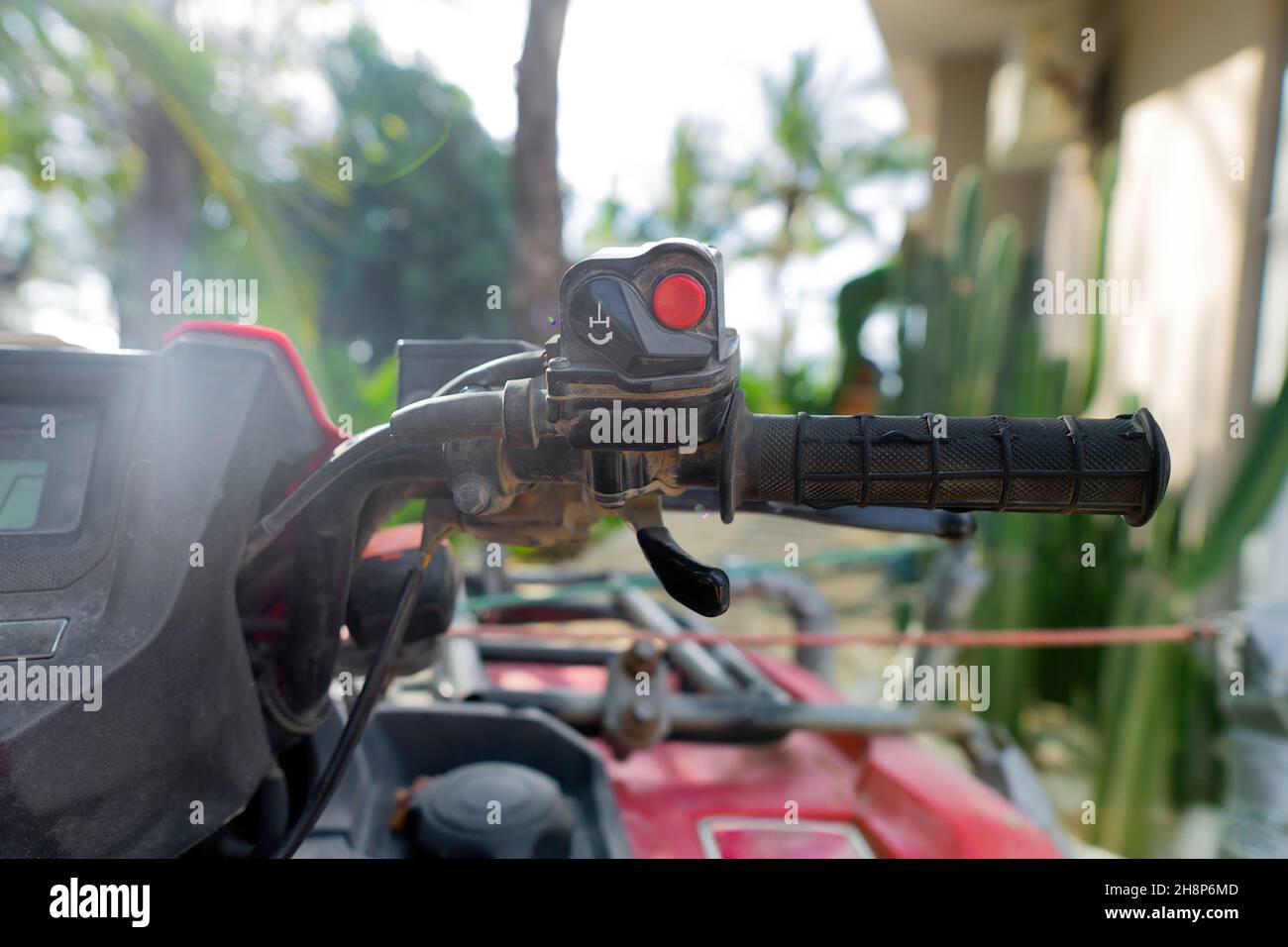 Close-up of an all-terrain quad bike controls Stock Photo - Alamy