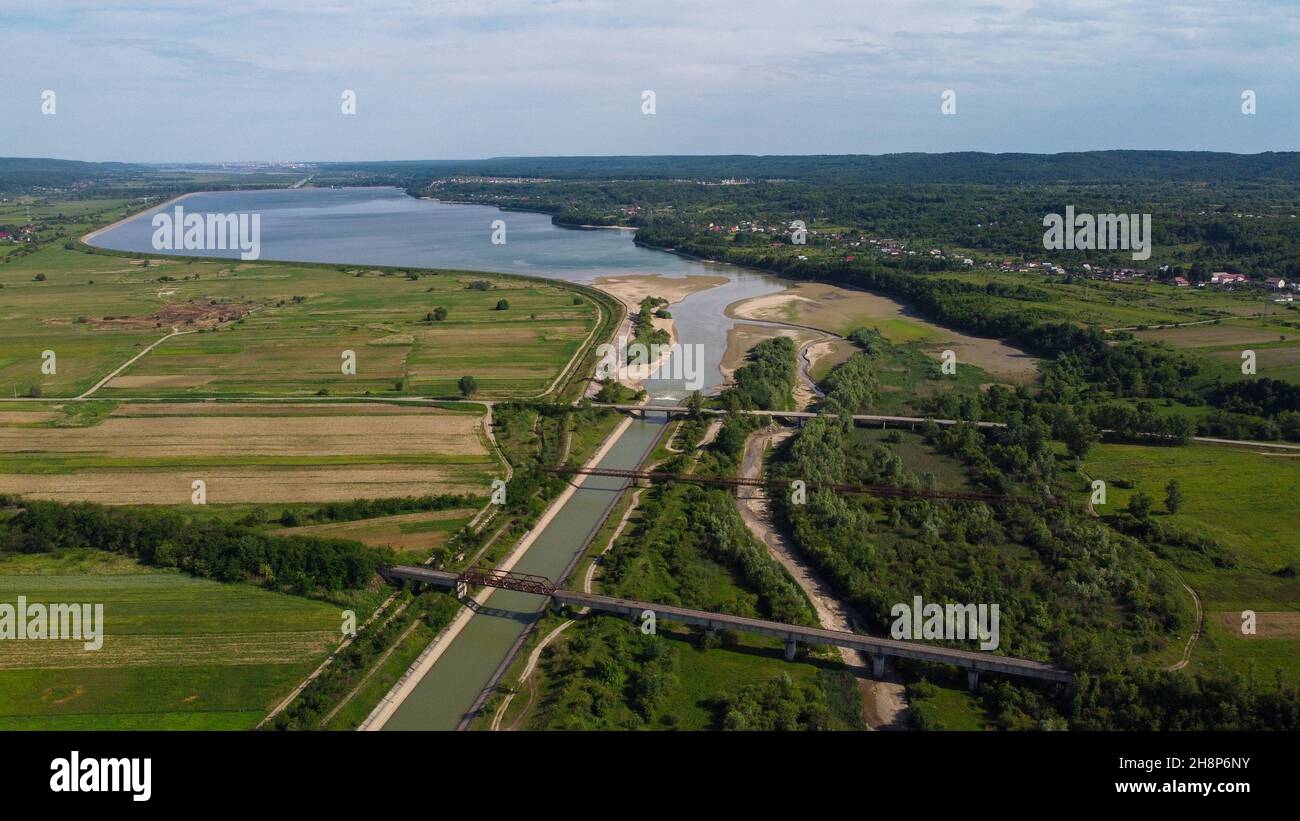Aerial view of the beautiful Valcelele lake in Romania Stock Photo - Alamy