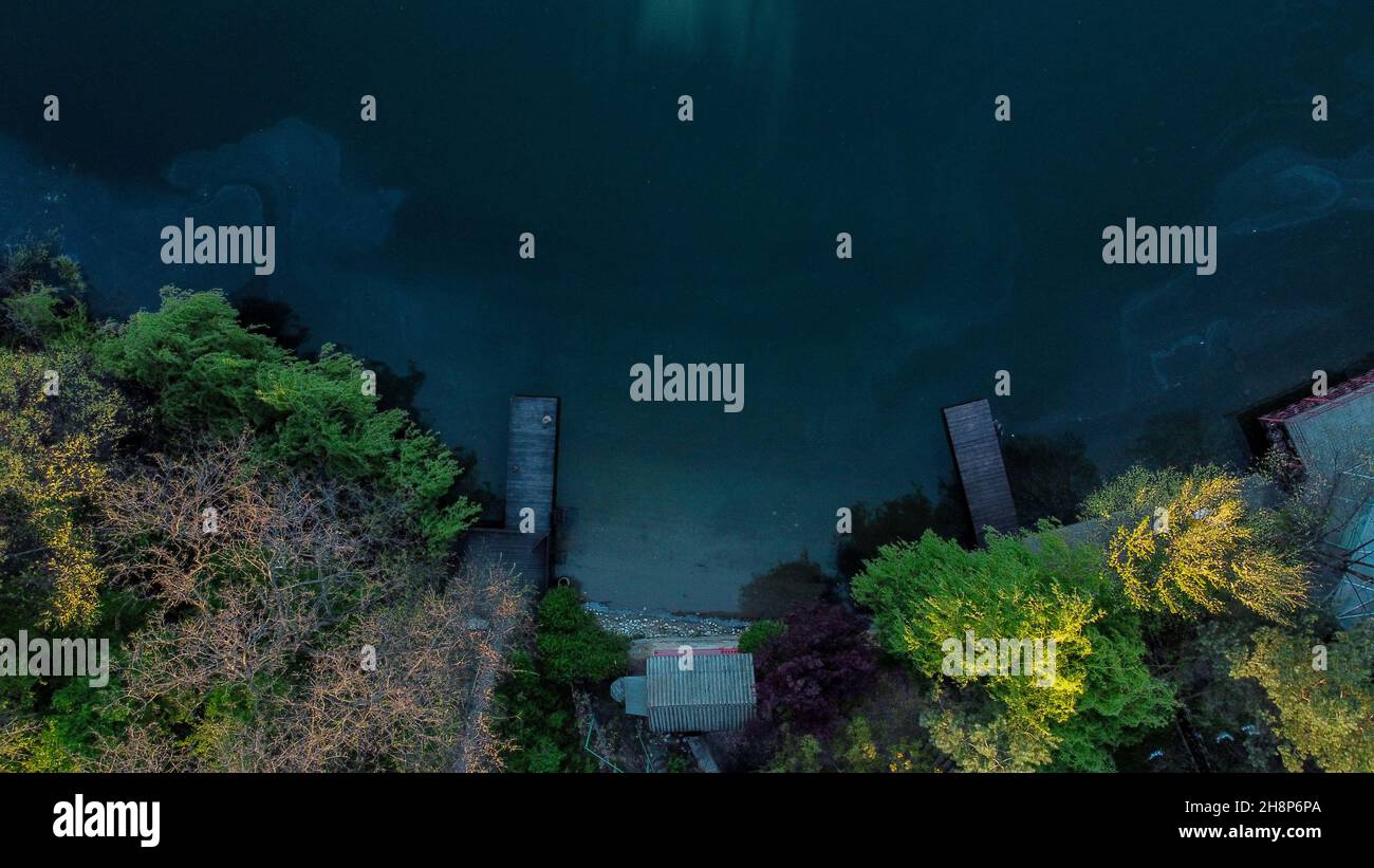 Aerial view of the beautiful Valcelele lake in Romania Stock Photo - Alamy