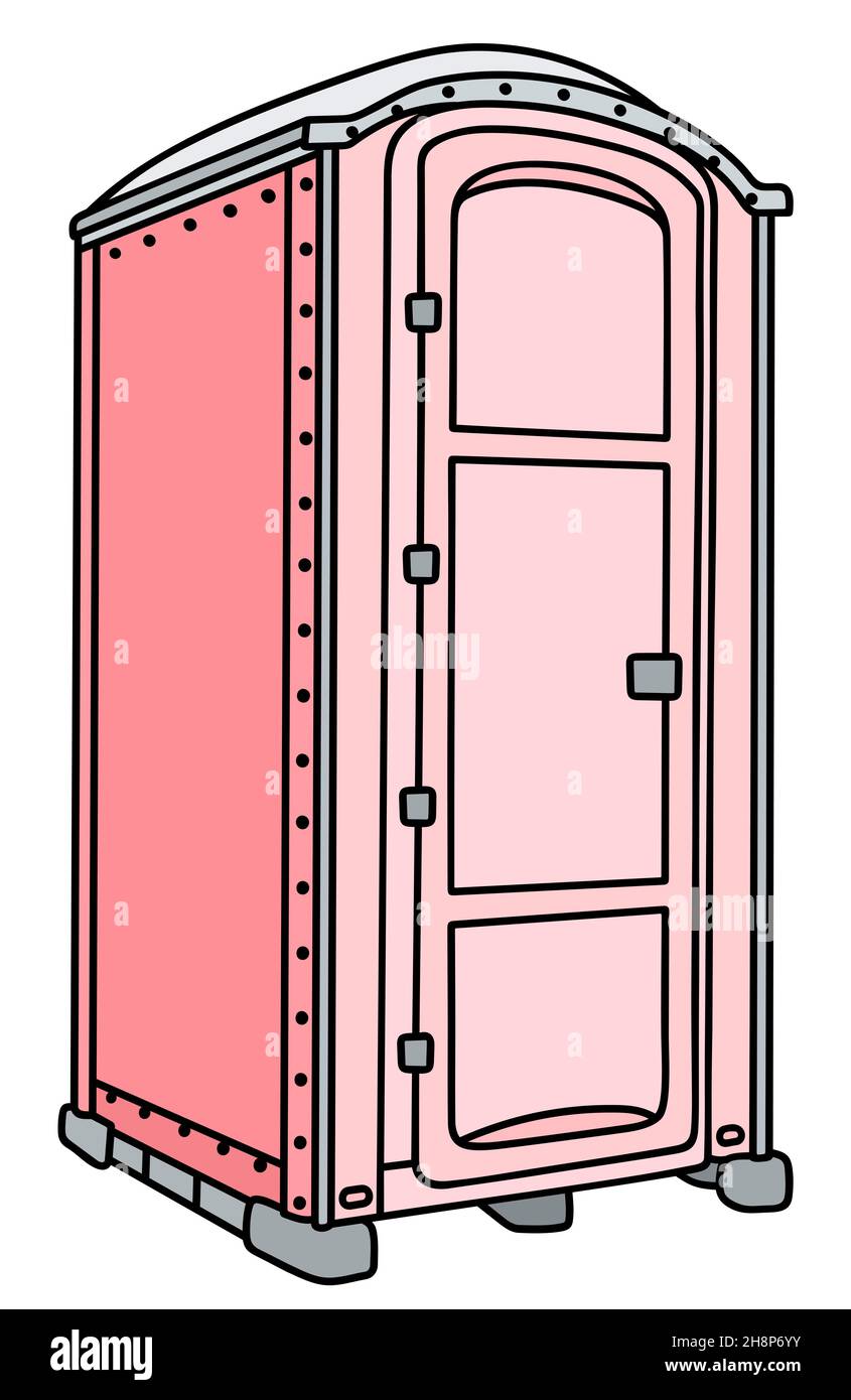 Hand drawing of a rich and light pink plastic mobile toilet Stock Photo ...