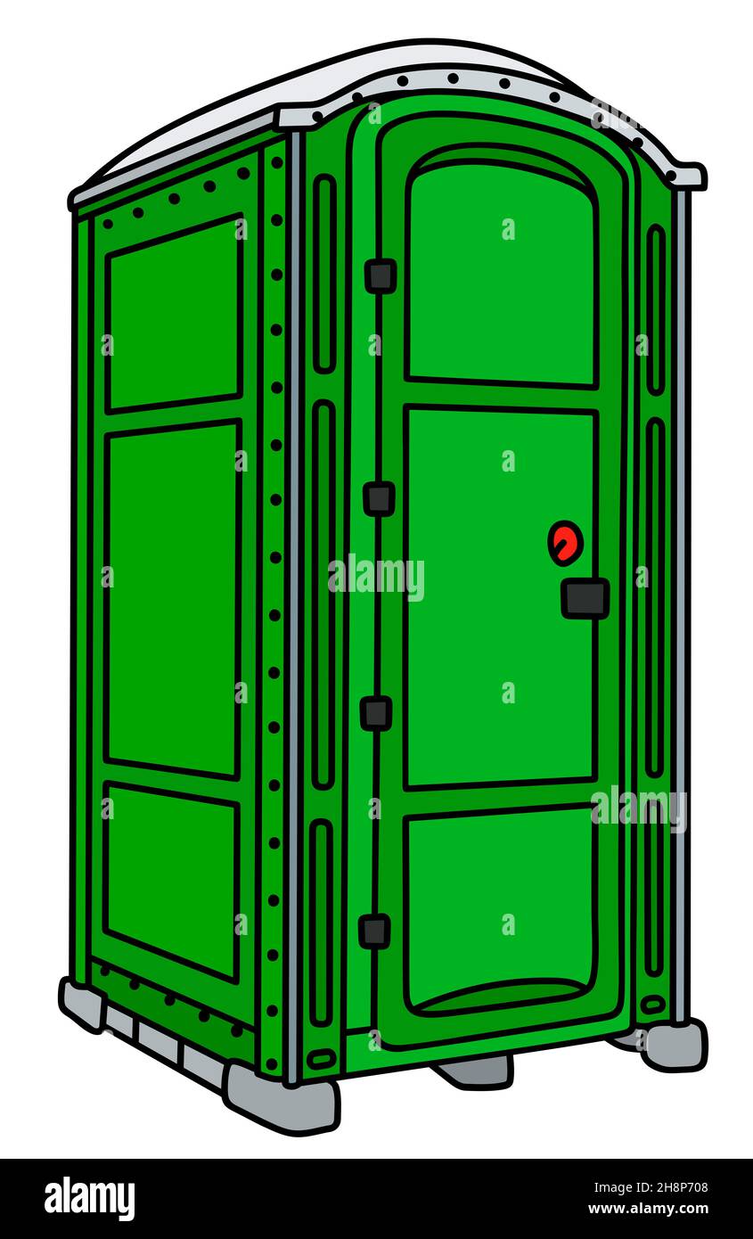 Hand drawing of a green plastic mobile toilet Stock Photo - Alamy