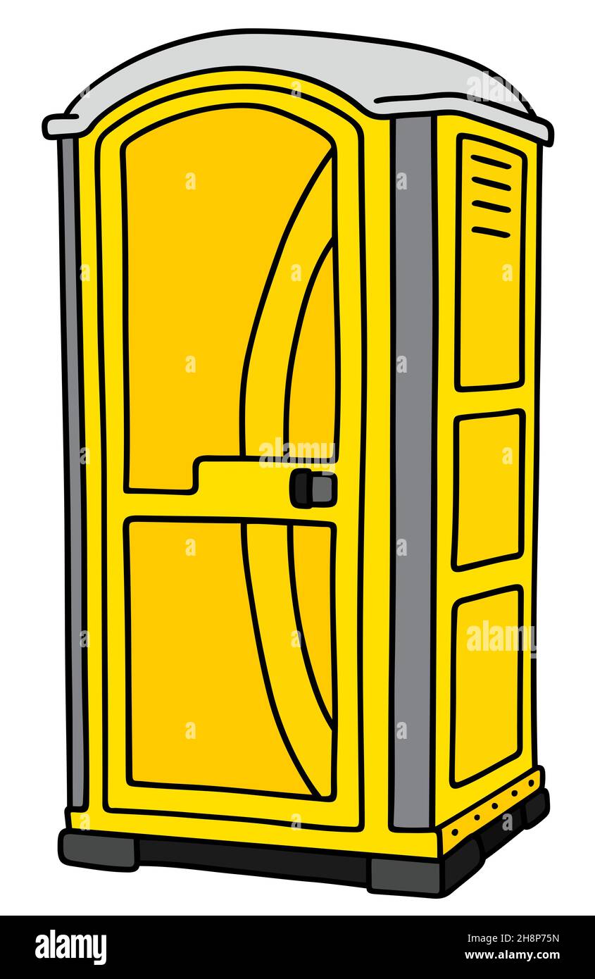 Hand drawing of a yellow plastic mobile toilet Stock Photo - Alamy