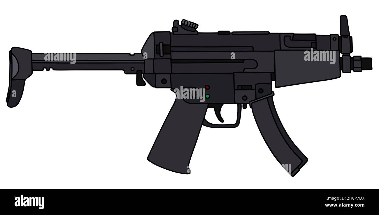 Hand drawing of a small automatic gun Stock Photo - Alamy