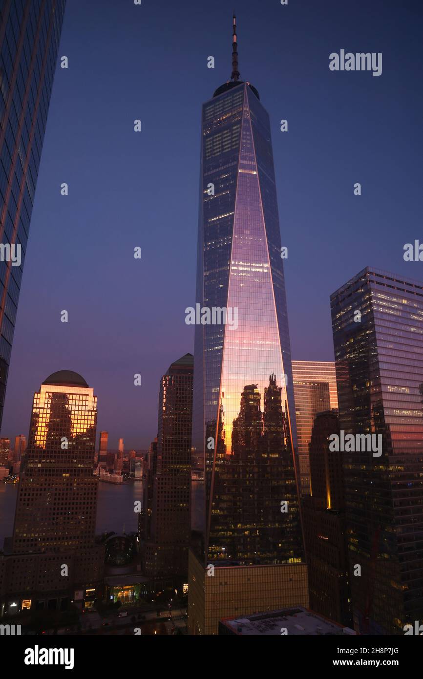 One World Trade tower at sunrise Stock Photo - Alamy