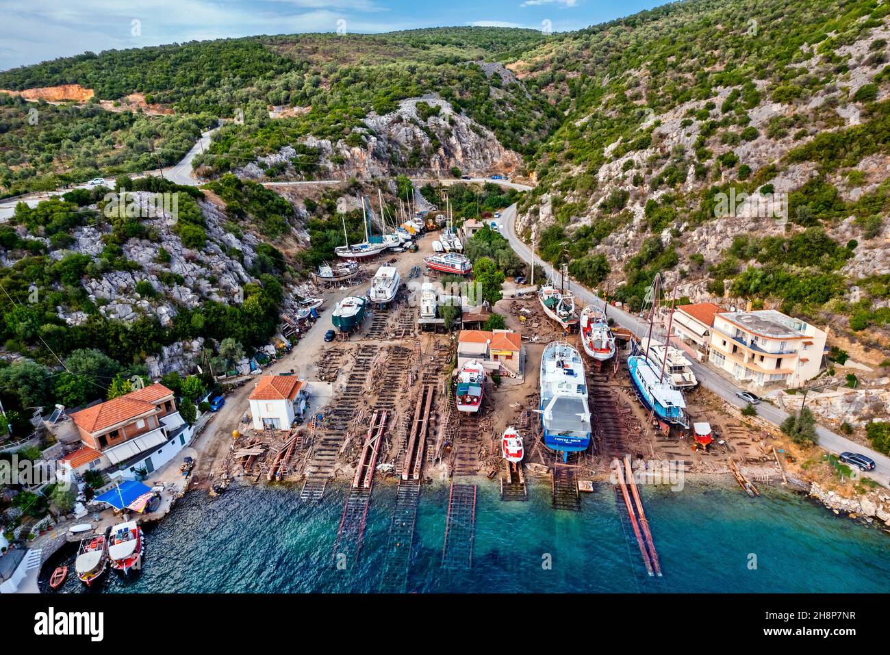 The traditional shipyard at Agia Kyriaki, Trikeri, South Pelion ...