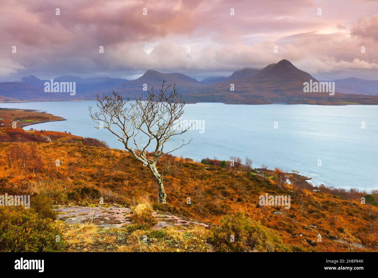 View of Upper Loch Torridon with the Torridon Mountains in the ...