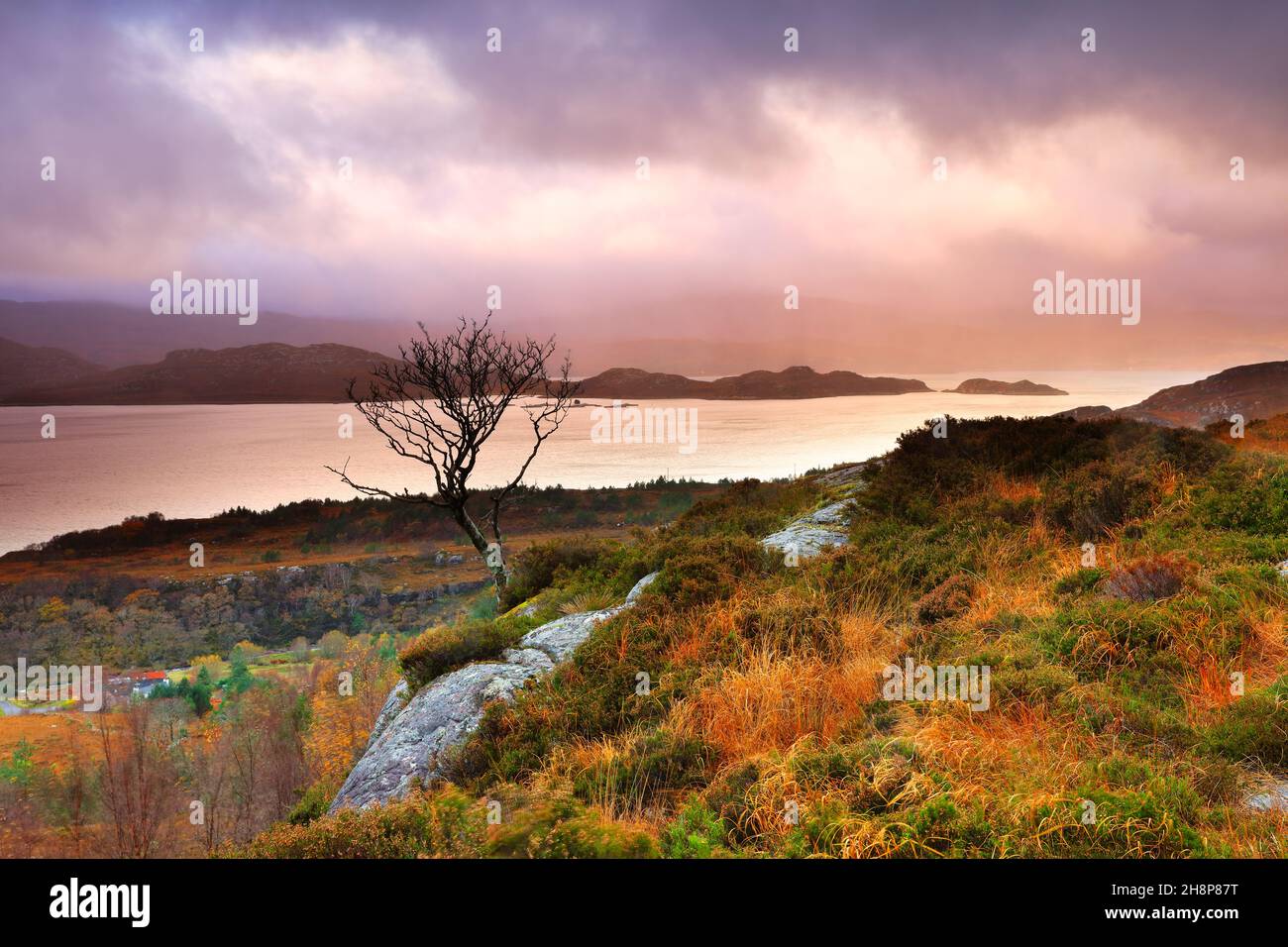 View of Upper Loch Torridon with approaching Storm in the distance ...