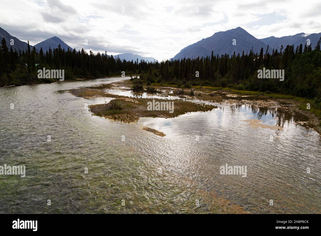 Landscape around the Kathleen River in the Yukon, Canada. The waterway ...