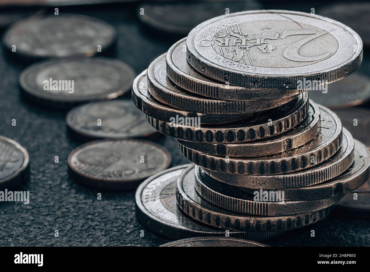 Stack Of Coins In Grey