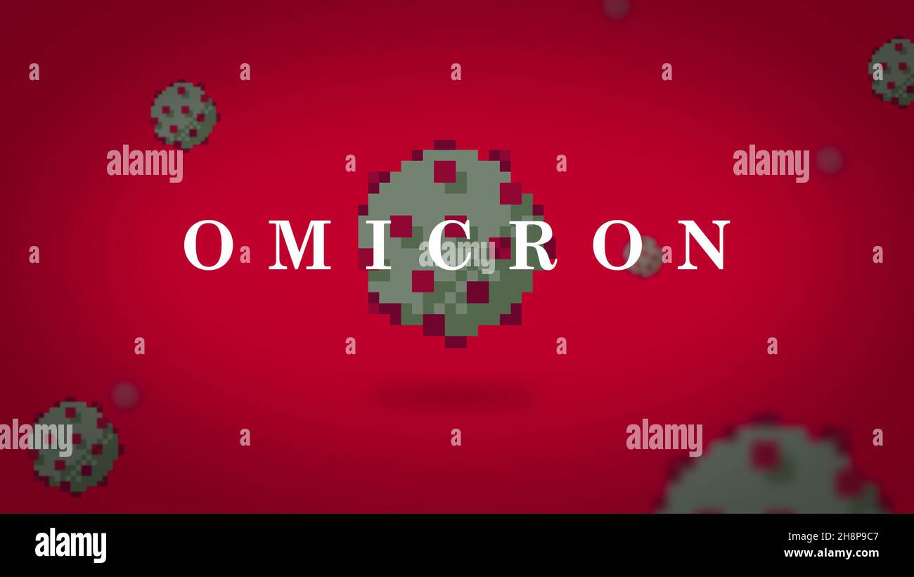 Pixel Art Omicron corona virus particle on red background Stock Photo ...