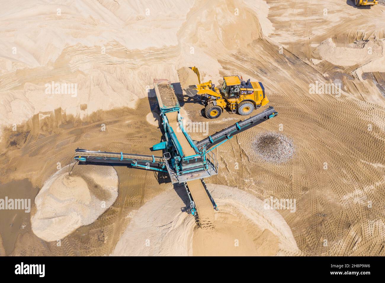 Aerial view of crushed stone quarry machine Stock Photo - Alamy