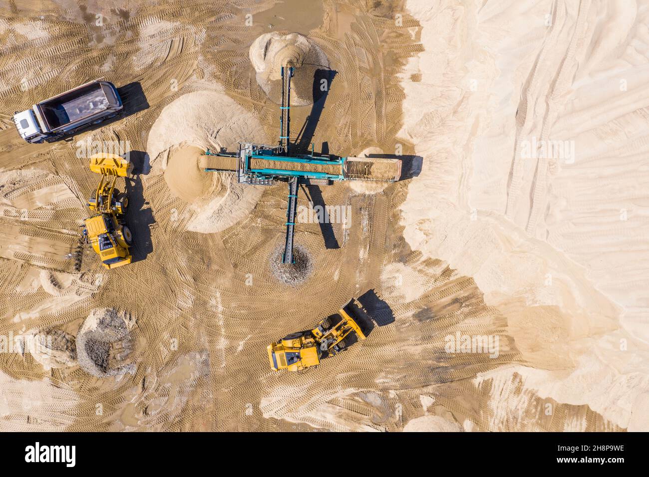 Gravel and sand open pit mining. Aerial view Stock Photo - Alamy