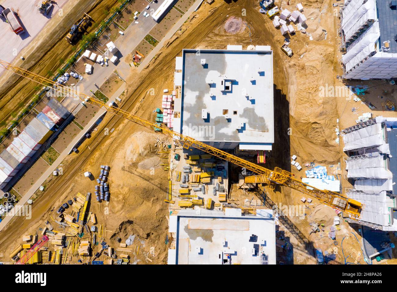 4k aerial view industrial crane hi-res stock photography and images - Alamy