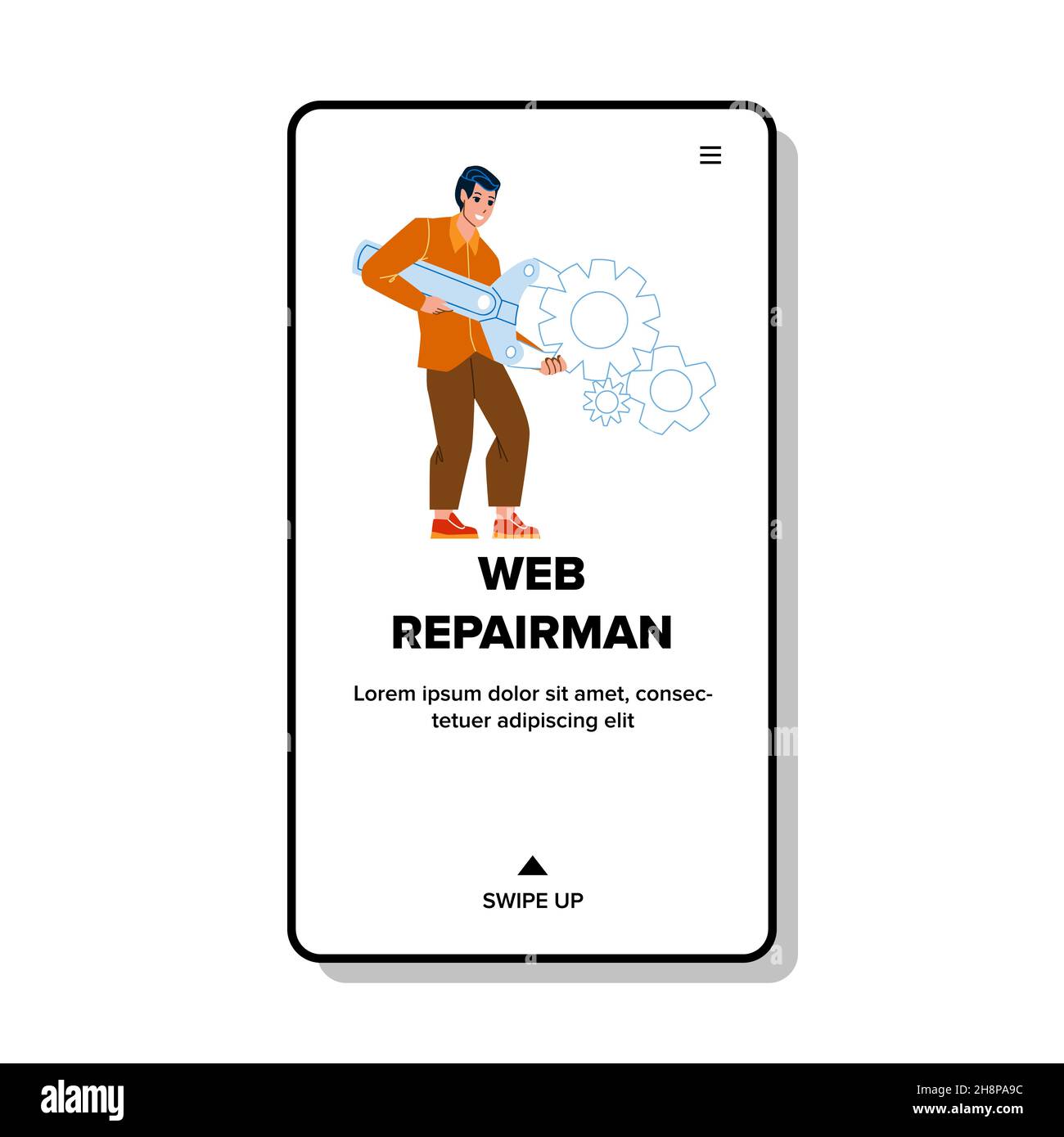 Web Repairman Repairing Internet Website Vector Stock Vector Image ...