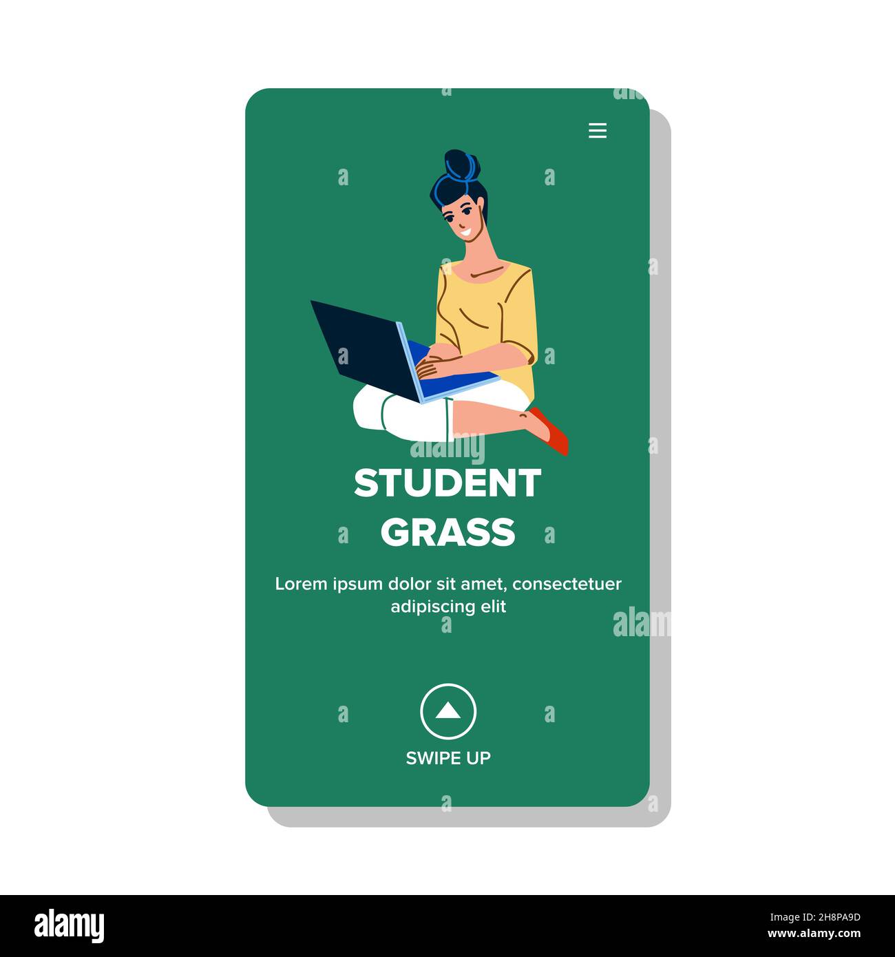 Student Sitting On Grass In Park And Study Vector Stock Vector Image ...