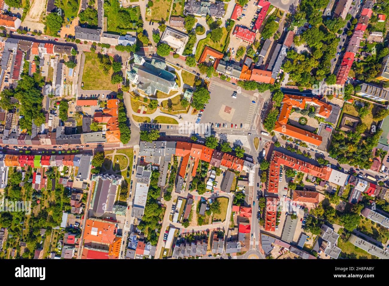 Landscape of the old town from the air with the visible. View on ...