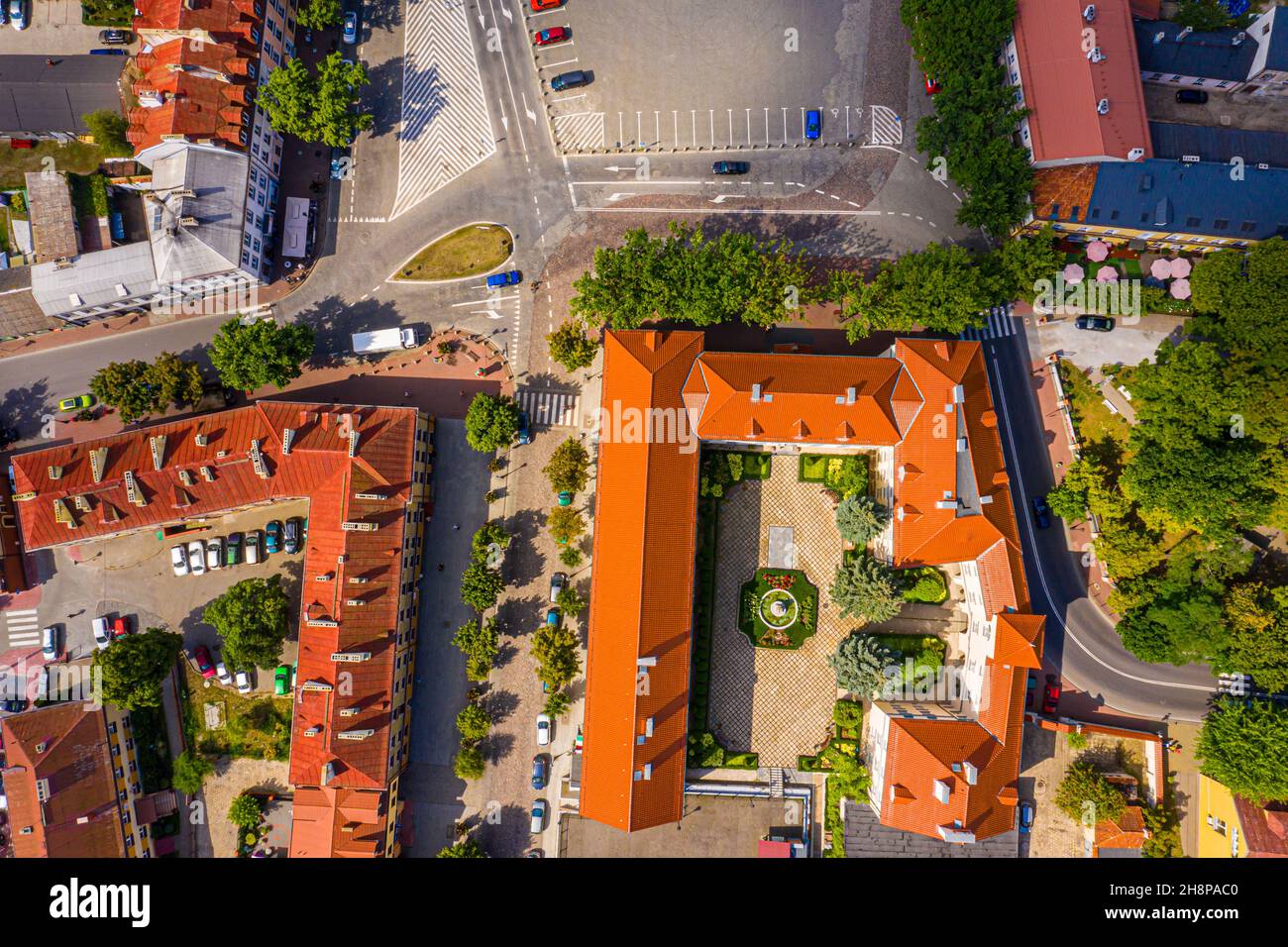 Landscape of the old town from the air with the visible. View on ...