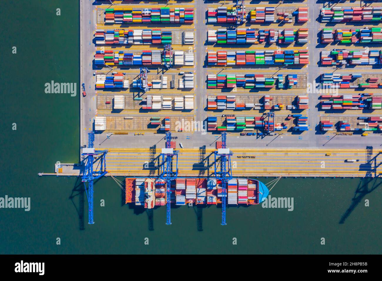 Container ship from sea port working for delivery containers shipment ...