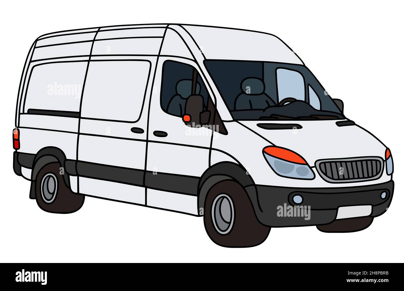 Hand drawing of a white van - not a real type Stock Photo - Alamy