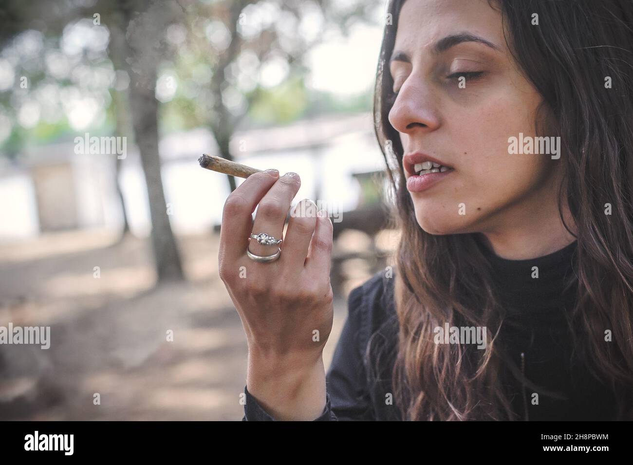 Don't use drugs! Closeup detail view of portrait of exhausted young ...