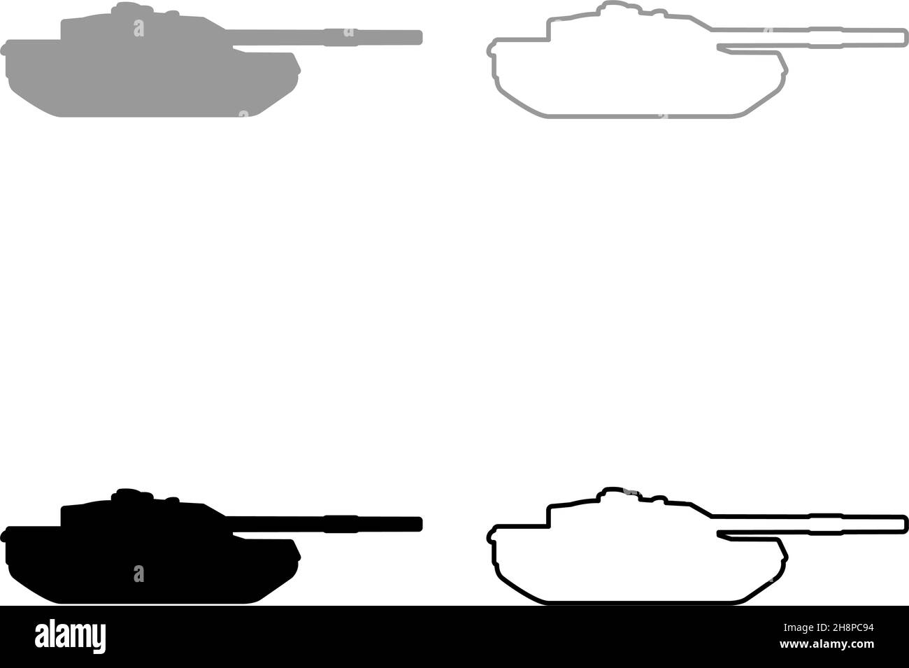 Tank Artillery Army machine Military silhouette World war set icon grey ...