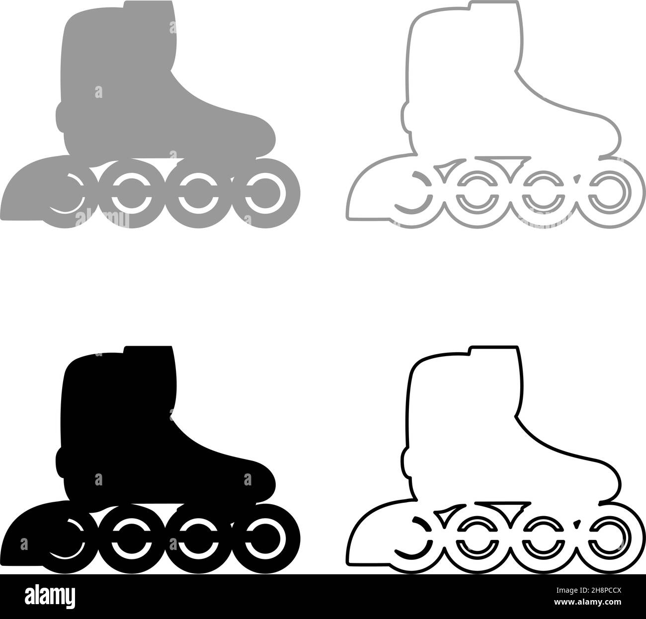 Roller skates blades Personal transportation set icon grey black color ...