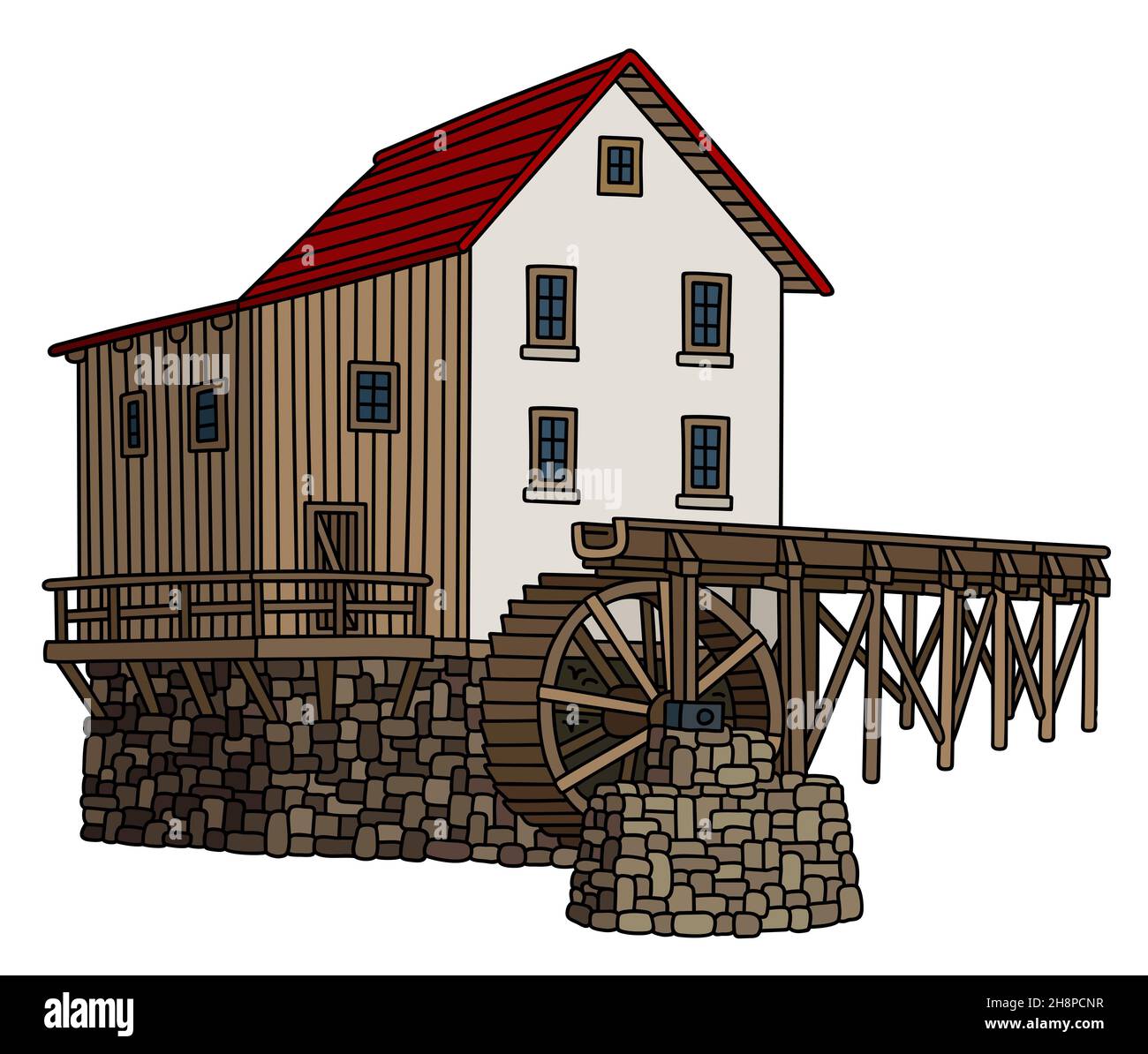 Retro water mill Cut Out Stock Images & Pictures - Alamy