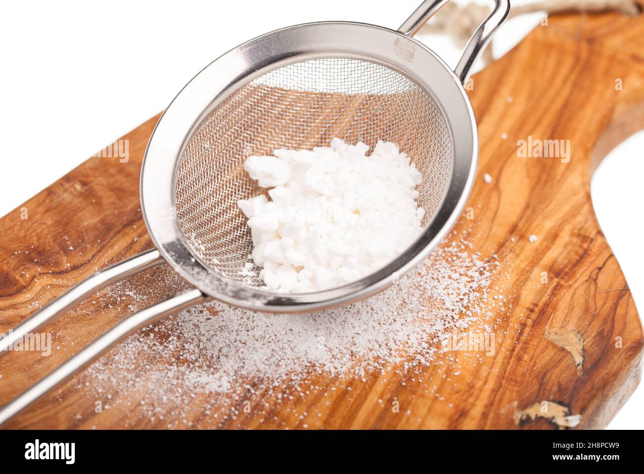 Sieve with icing sugar on wooden board Sieve, icing, sugar, board ...
