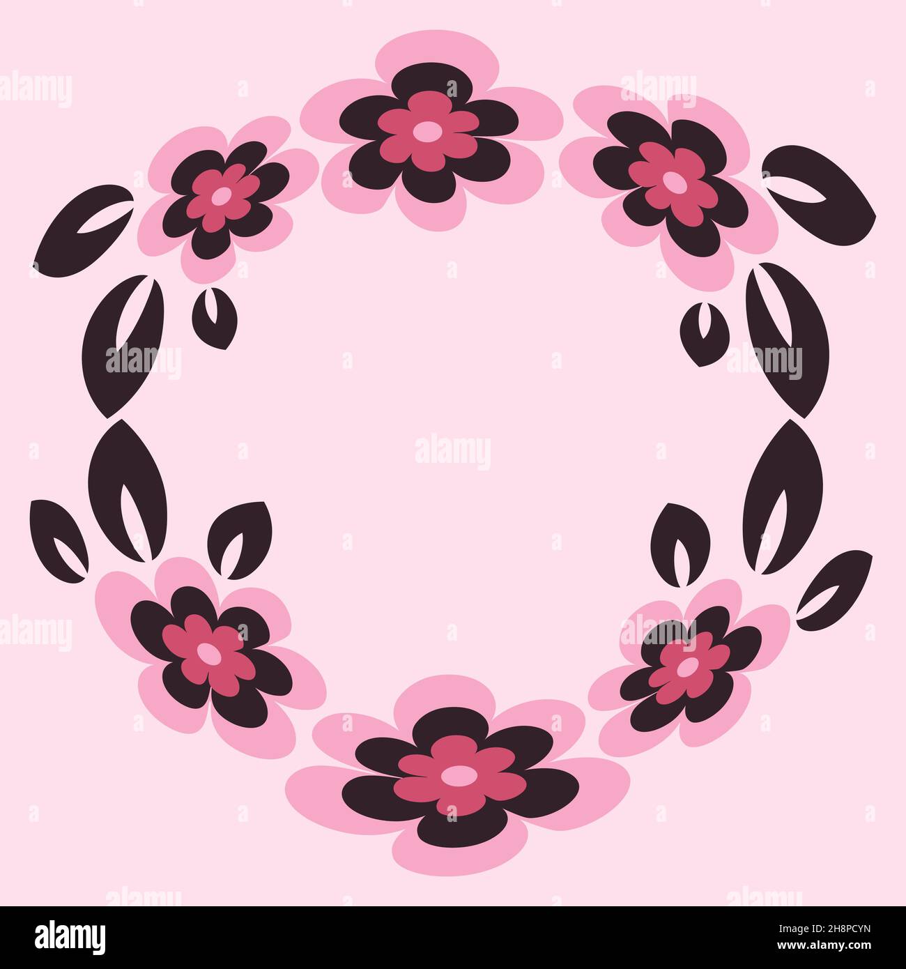 Illustration - Round frame or wreath on a square background - stylized ...