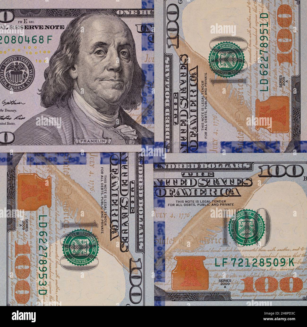 Square of 100 dollar banknotes for design purpose Stock Photo - Alamy