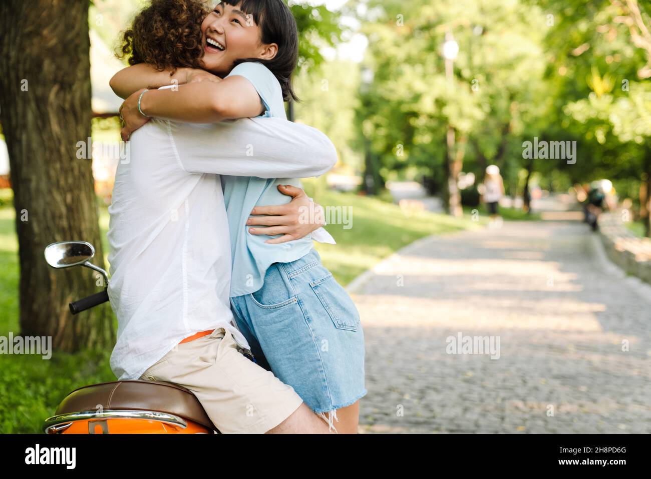 Hugging on motorcycle hi-res stock photography and images - Alamy