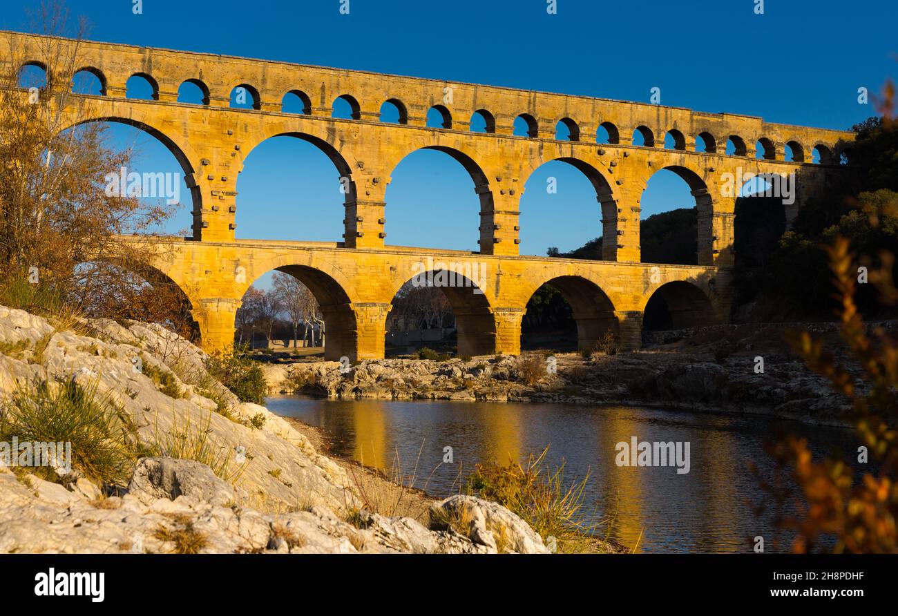 Pont du Gard, an ancient Roman bridge in southern France Stock Photo ...