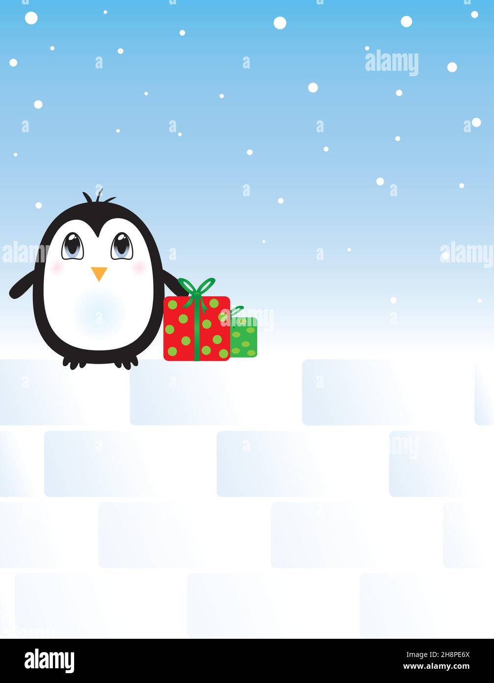 Penguin peaking over snow card backgrouund Stock Vector Image & Art - Alamy