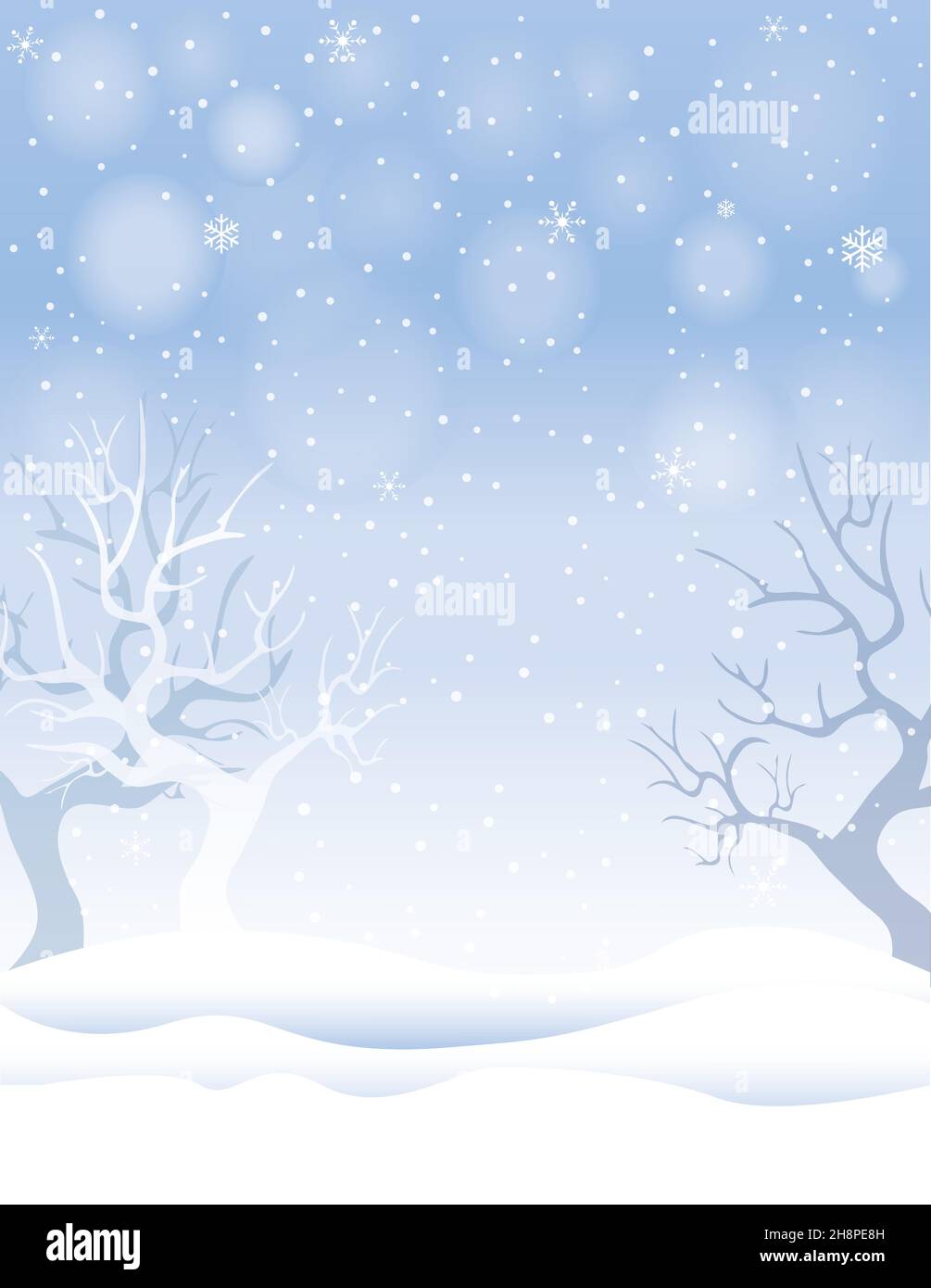 Snow Falling background with snowflakes and trees Stock Vector Image ...