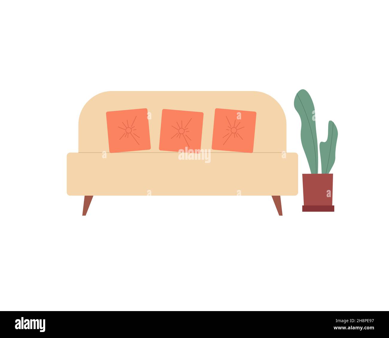 Flat cartoon sofa,room interior elements for home life comfort vector ...