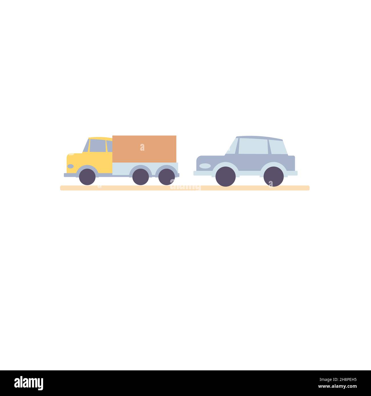 Flat cartoon truck and car,transportation and auto industry vector ...