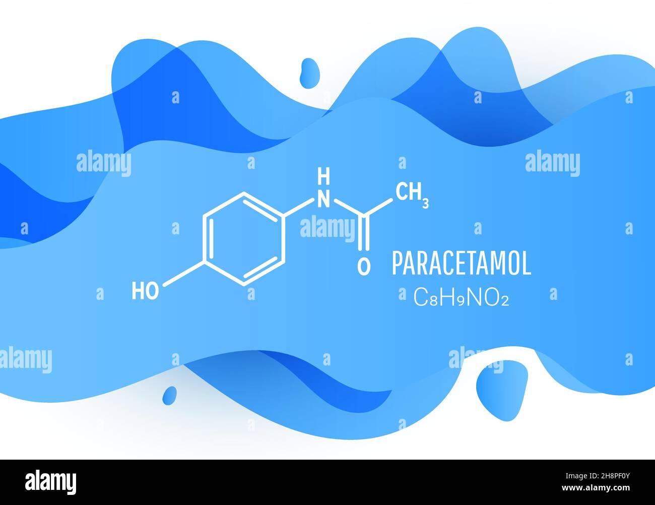 Paracetamol skeletal chemical formula vector illustration with copy ...