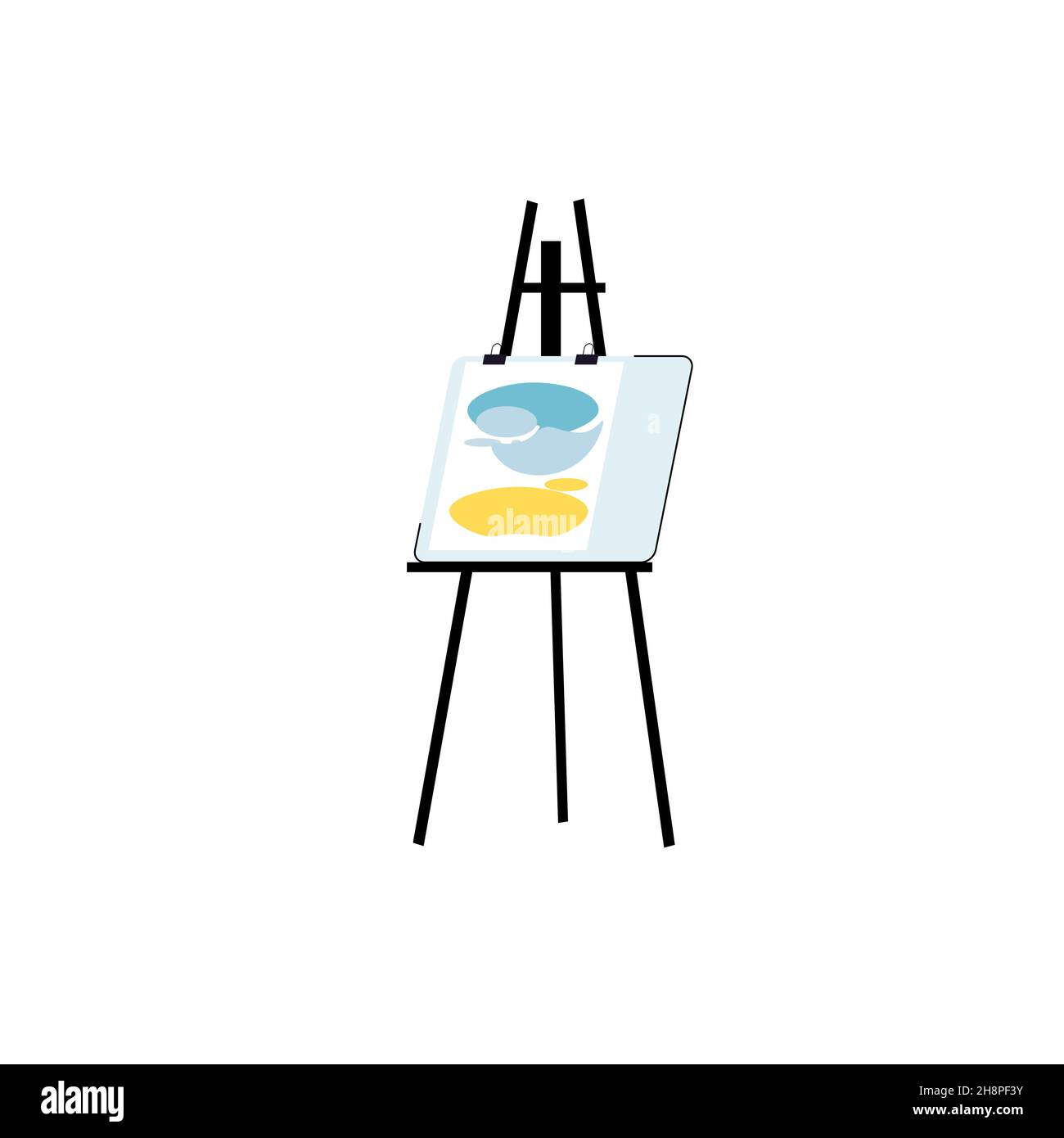 Flat cartoon easel with drawing on tripod,amusement and hobby,art ...