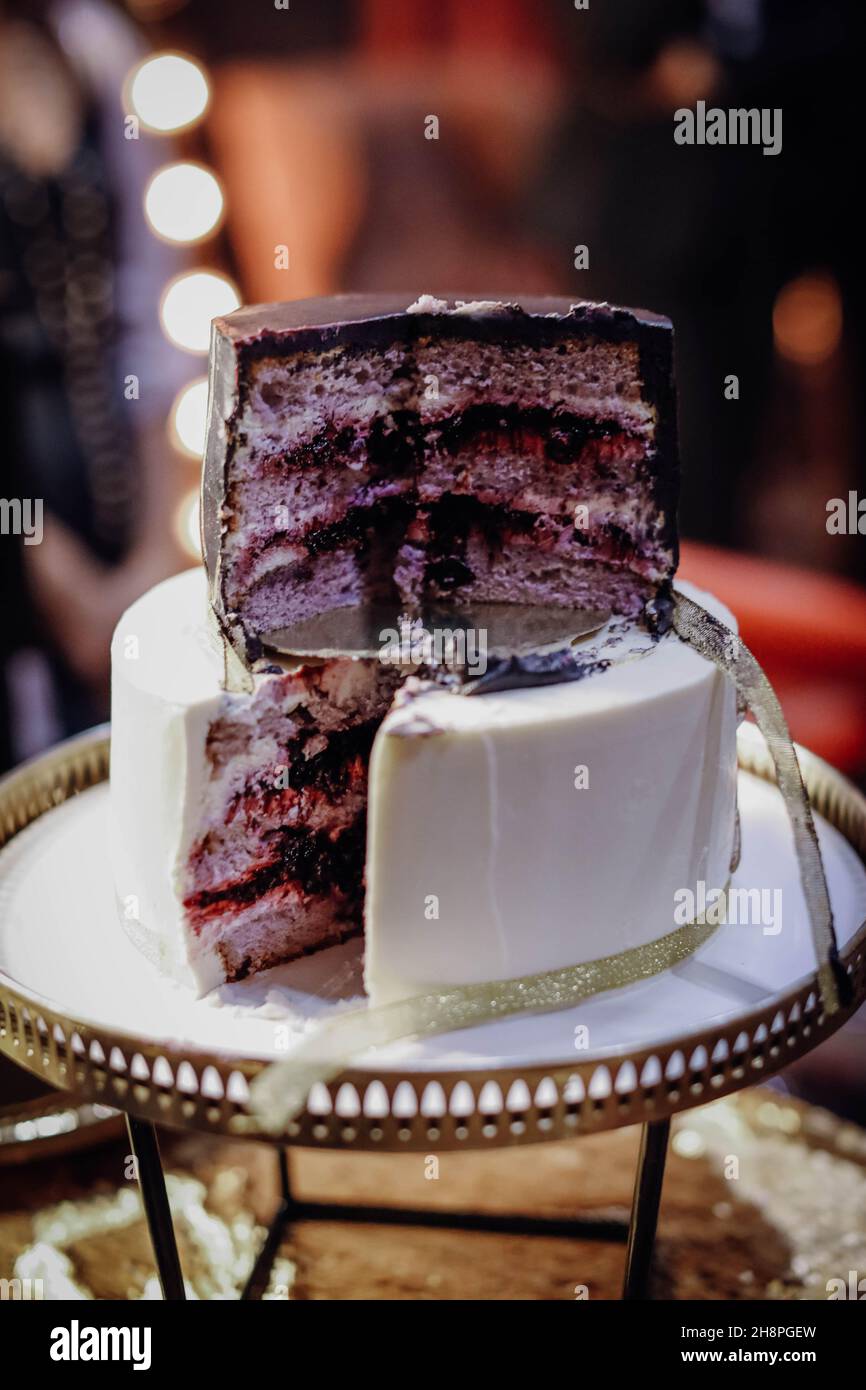 Blueberry white violet delicious sponge cake. Birthday, party sweet ...