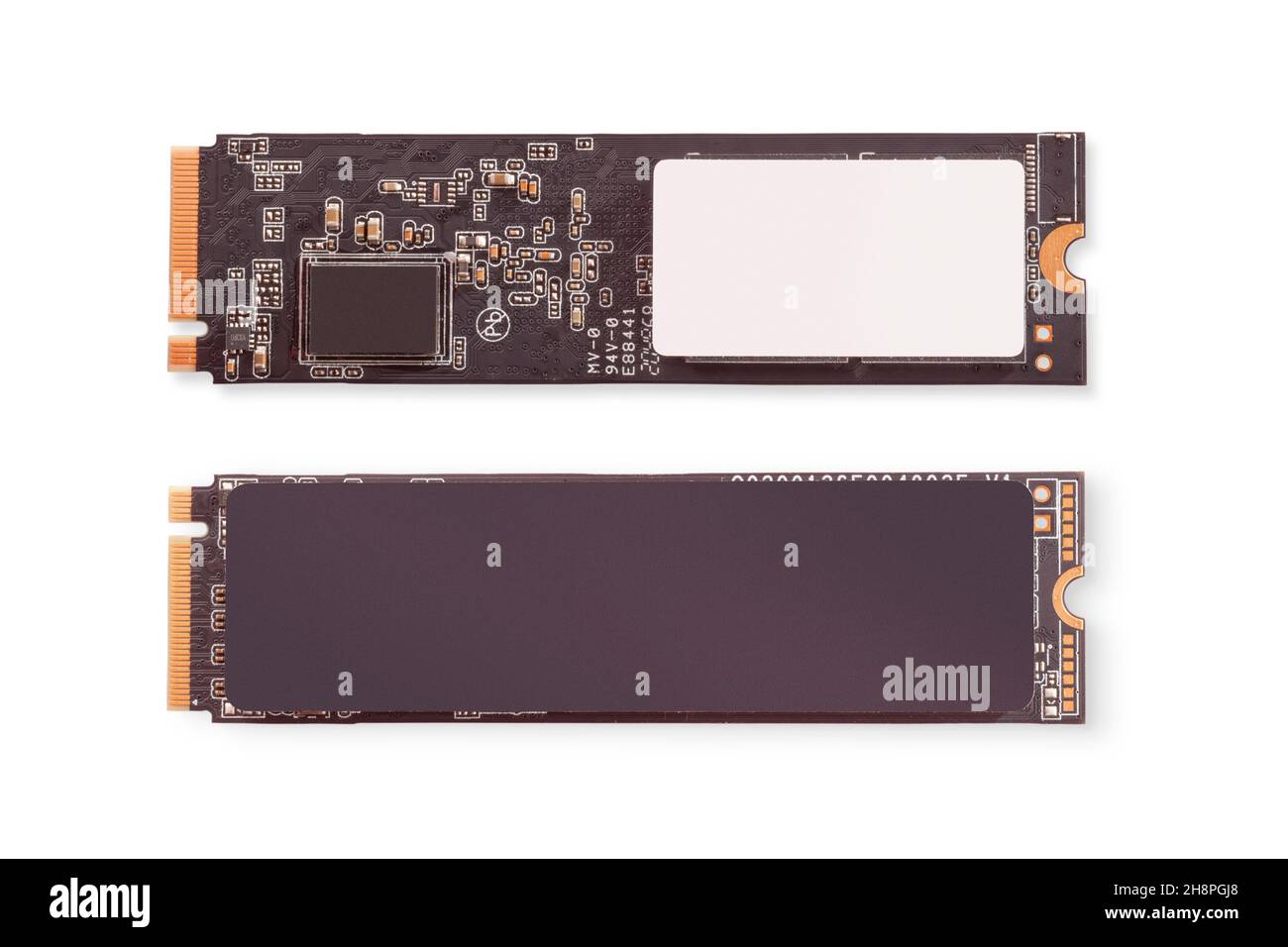 SSD M2 disk front and back view isolated on white with clipping path ...