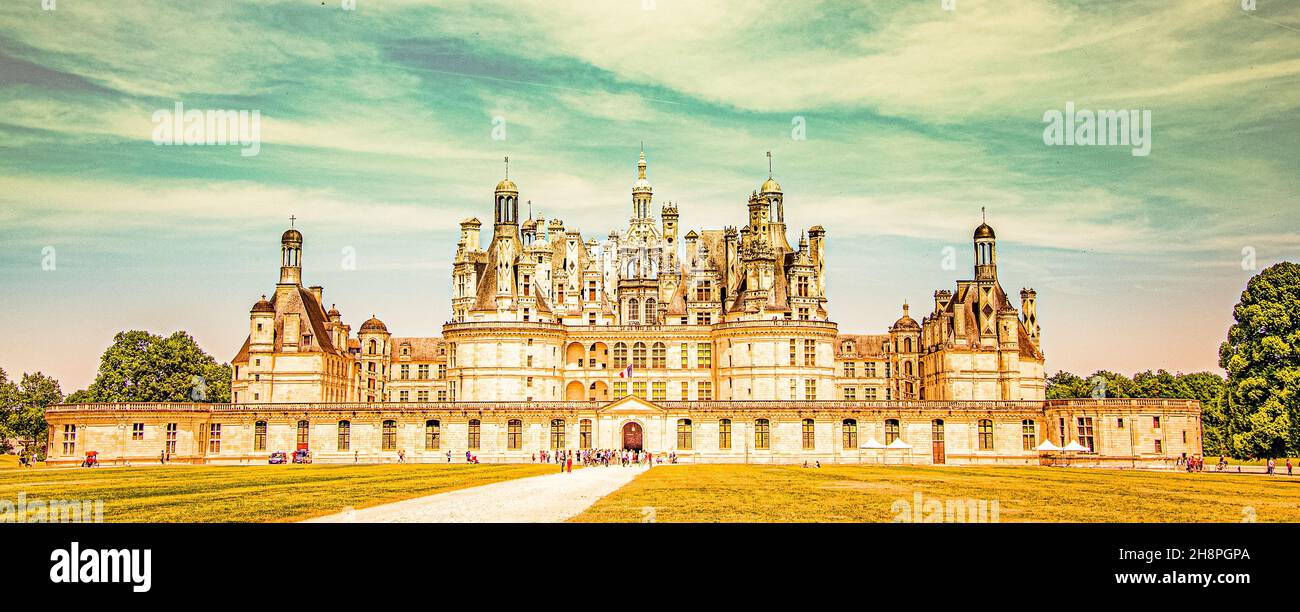 Chateau de Chambord, the largest castle in the Loire Valley. A UNESCO ...