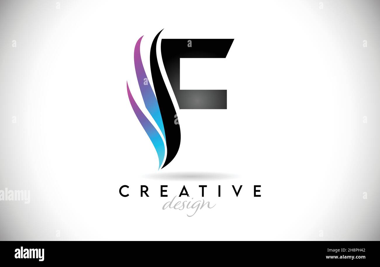 Letter F Logo with creative gradient swooshes. Creative elegant Letter ...