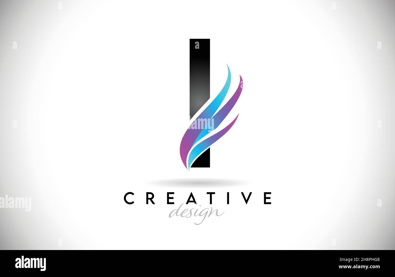 Letter I Logo with creative gradient swooshes. Creative elegant Letter ...