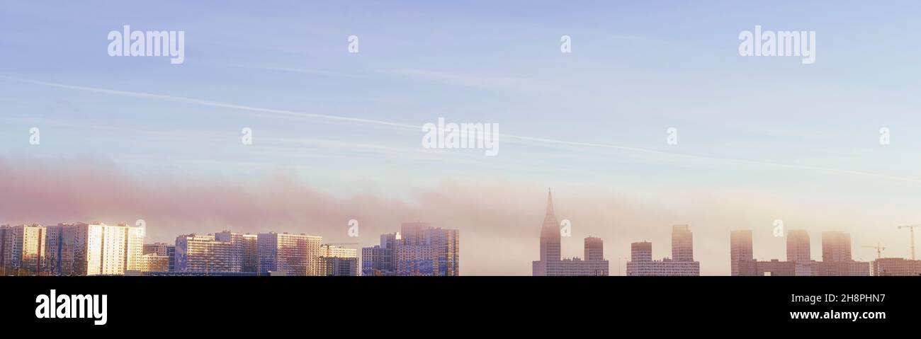 Large residential buildings and buildings construction in the open ...