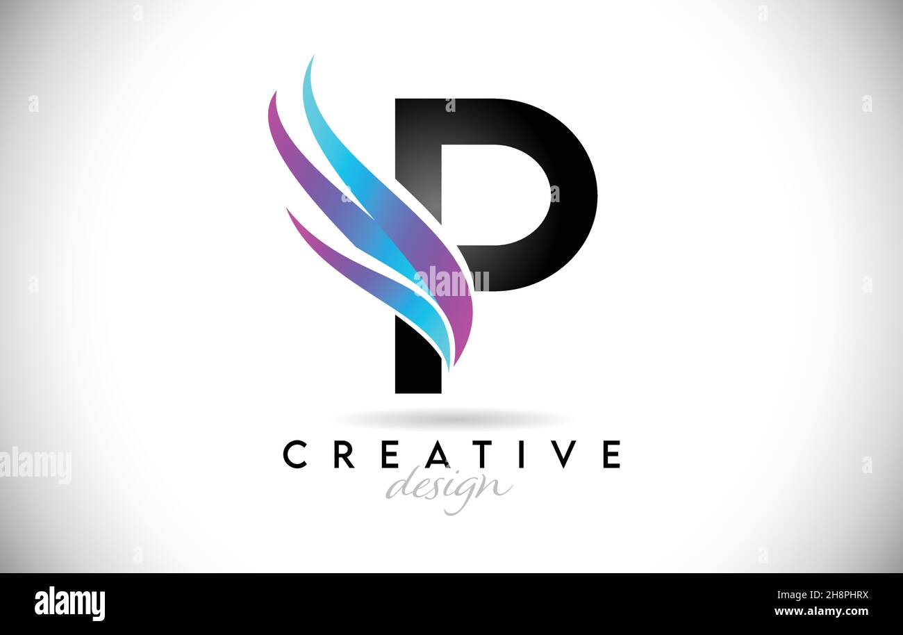 Letter P Logo with creative gradient swooshes. Creative elegant Letter ...
